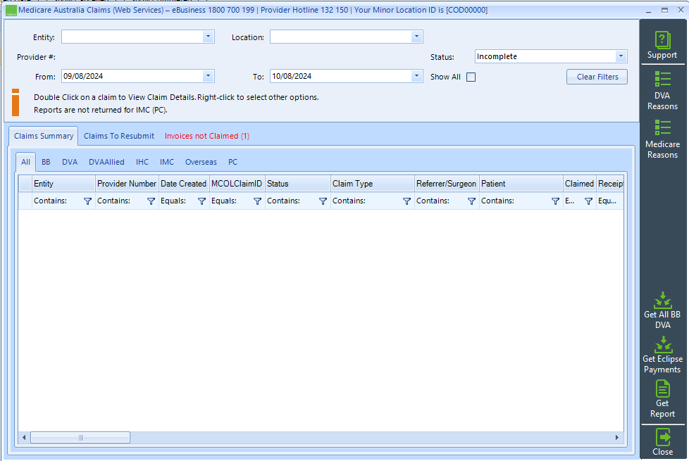 DVA Invoicing, Claiming and Receipting – Direct CONTROL Medical (DCM)