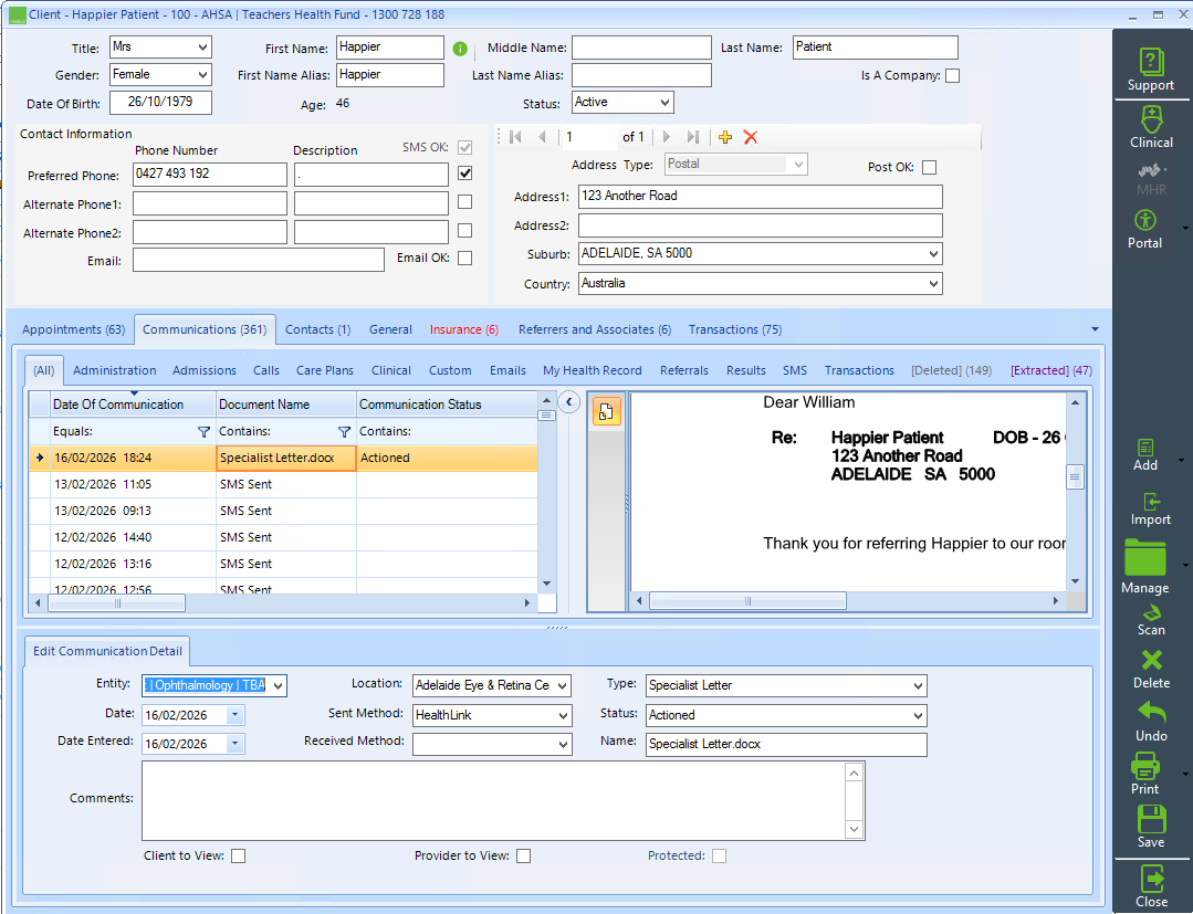 About Client Communications – Direct CONTROL Medical (DCM)
