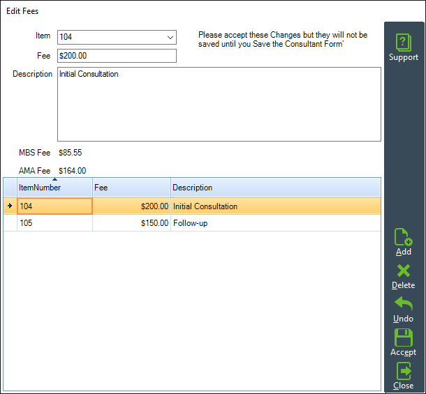 Manage Item Codes and Fees – Direct CONTROL Medical (DCM)